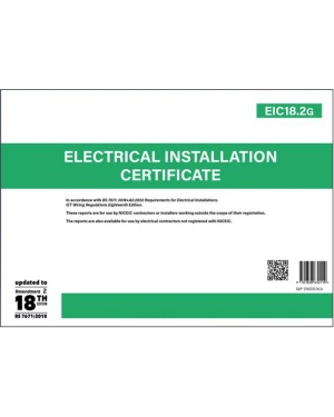 NICEIC Electrical Installation Certificate - EIC18_2G - Professional Books